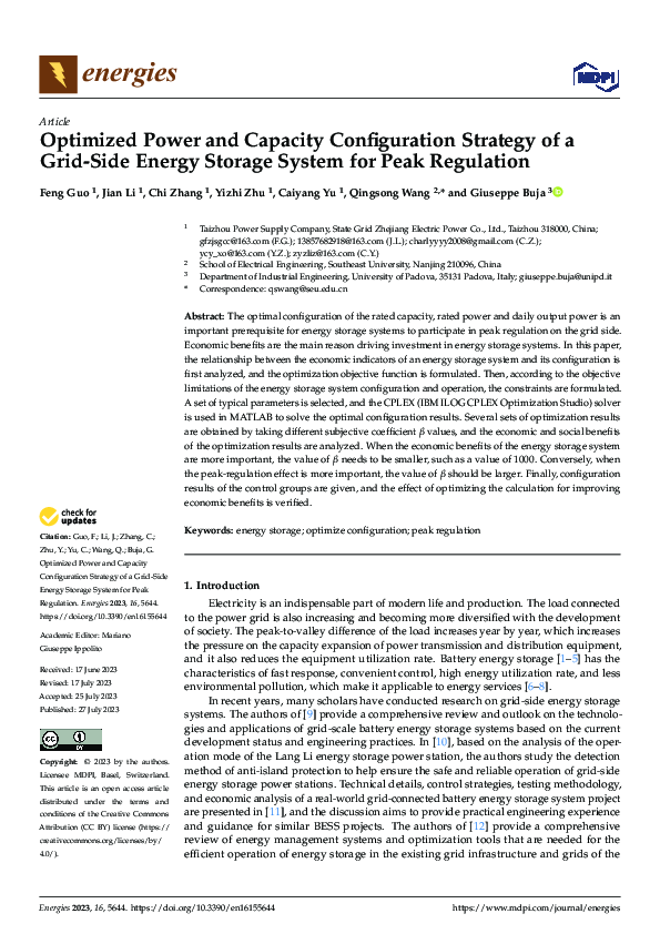 Pdf Optimized Power And Capacity Configuration Strategy Of A Grid