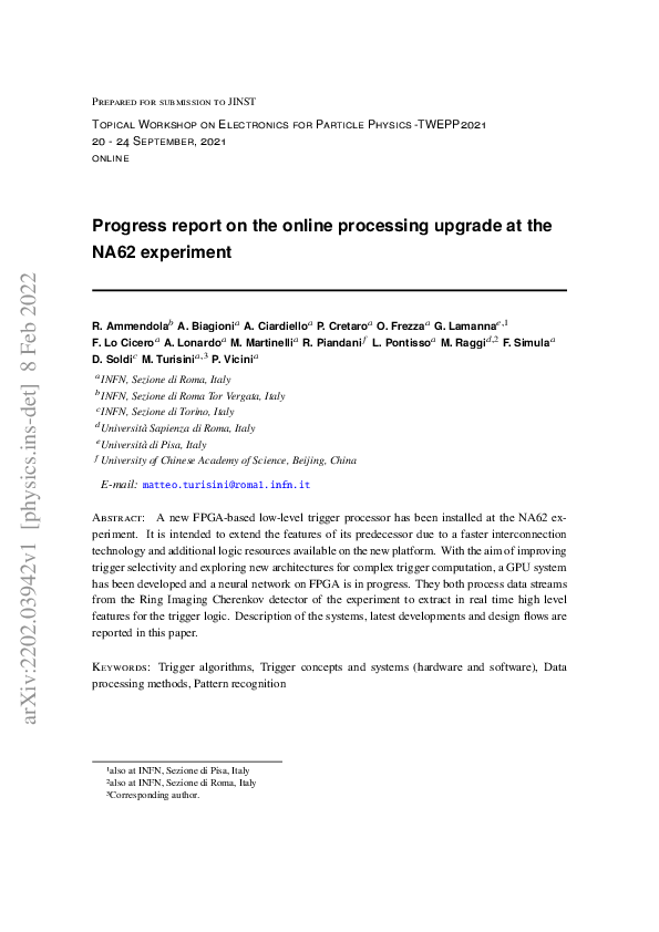 (PDF) Progress report on the online processing upgrade at the NA62 ...