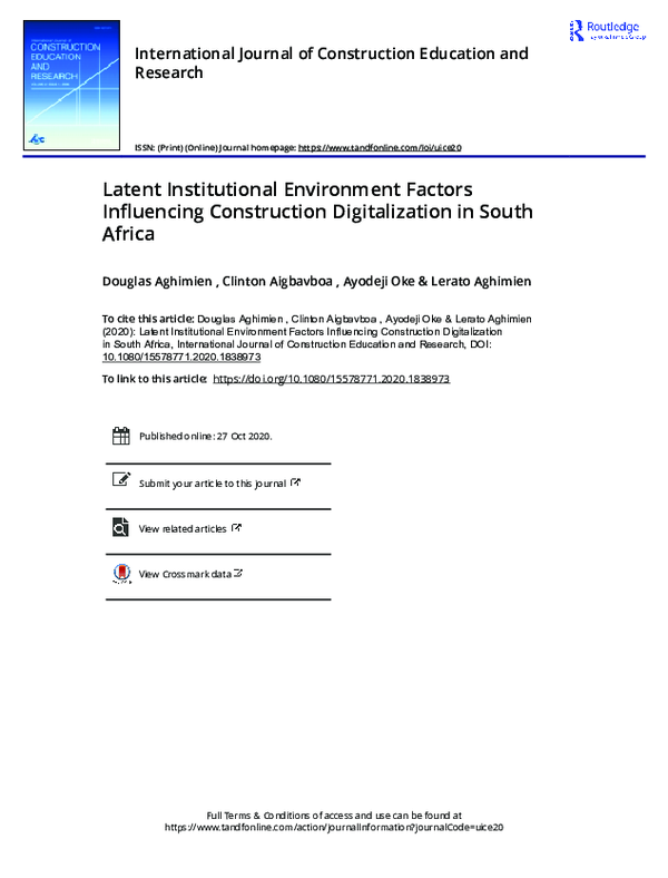 (PDF) Latent Institutional Environment Factors Influencing Construction ...