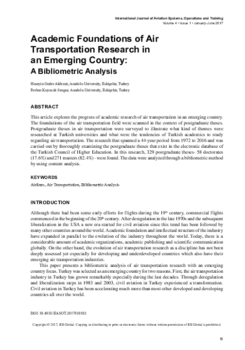 (PDF) Academic Foundations of Air Transportation Research in an ...