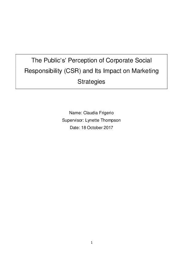 (PDF) The Public’s’ Perception of Corporate Social Responsibility (CSR ...