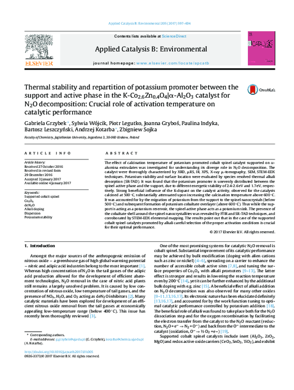 (PDF) Thermal stability and repartition of potassium promoter between the support and active ...