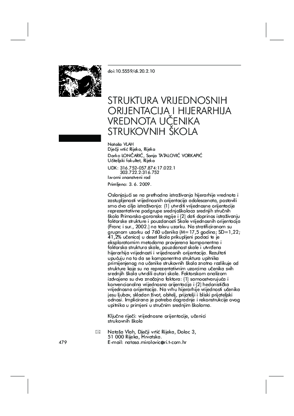 (PDF) Structure and Hierarchy of Vocational School Students' Value ...