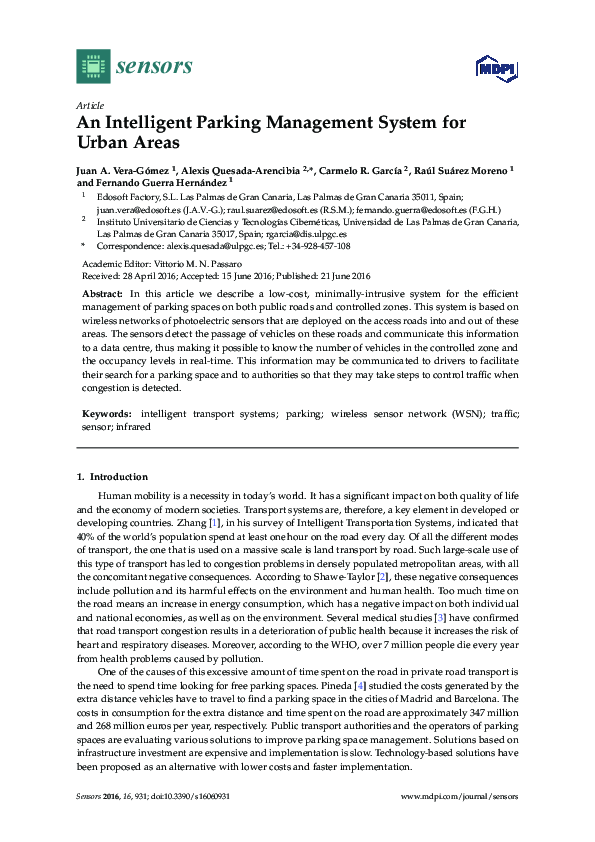 (PDF) An Intelligent Parking Management System for Urban Areas | R ...