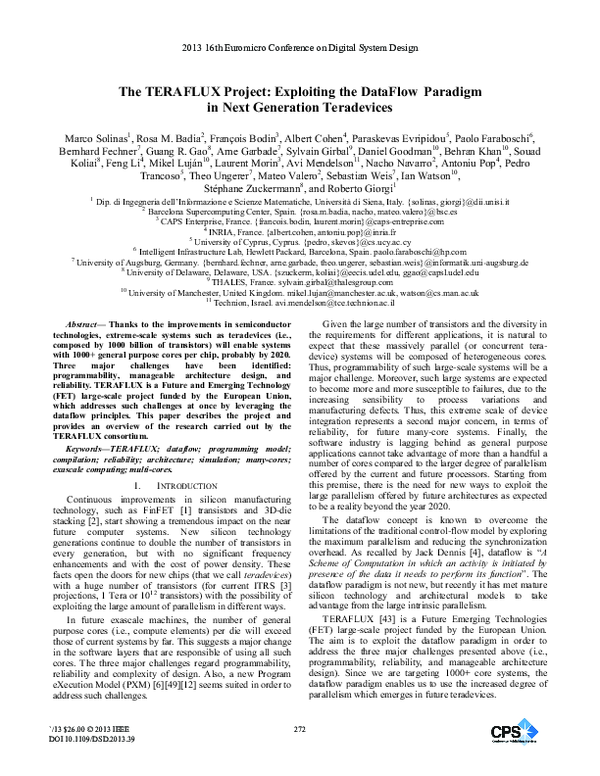 (PDF) The TERAFLUX Project: Exploiting the DataFlow Paradigm in Next Generation Teradevices ...