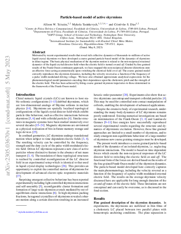 (PDF) Particle-based model of active skyrmions