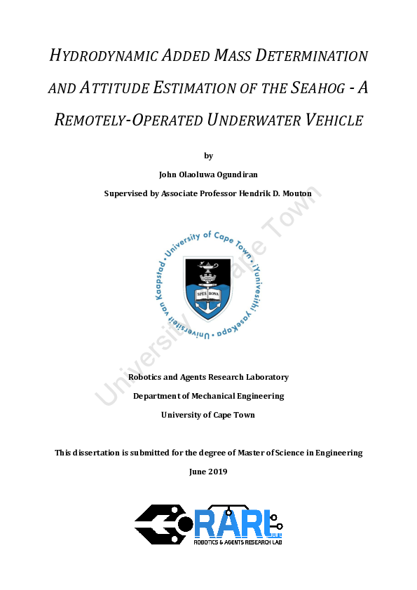 Pdf Hydrodynamic Added Mass Determination And Attitude Estimation Of