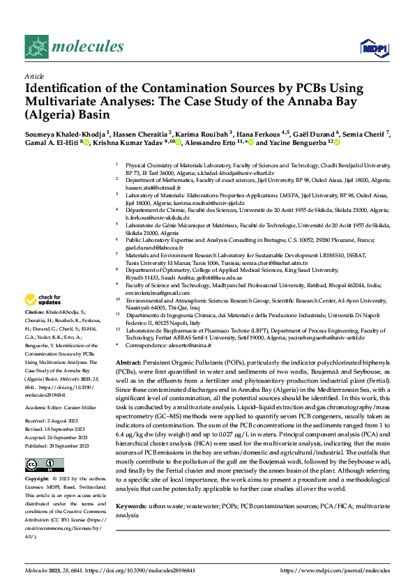 (PDF) Identification of the Contamination Sources by PCBs Using Multivariate Analyses: The Case ...
