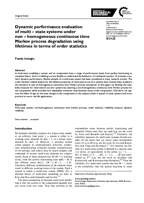 (PDF) Dynamic performance evaluation of multi – state systems under non – homogeneous continuous ...