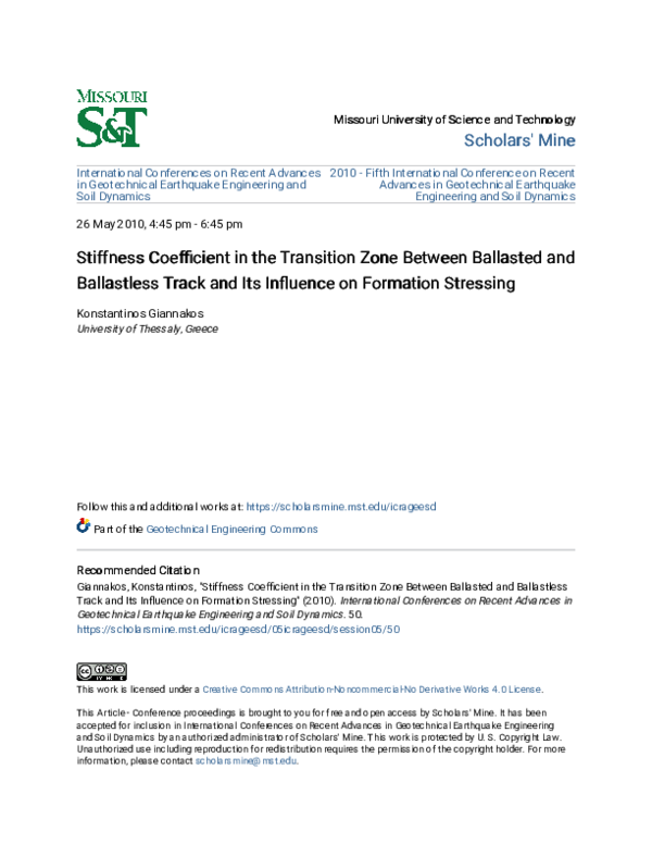 (PDF) Stiffness Coefficient in the Transition Zone Between Ballasted ...