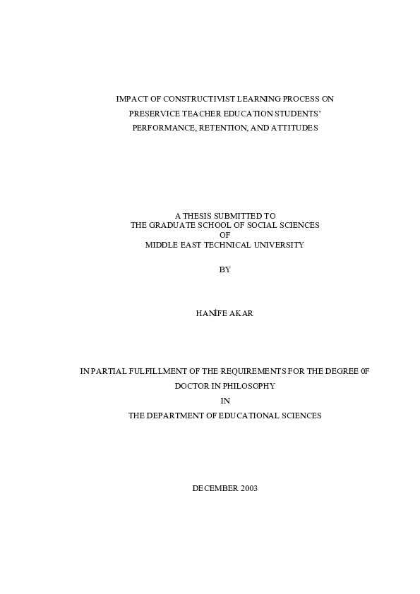 (PDF) Impact of Constructivist Learning Process on Preservice Teacher Education Students ...