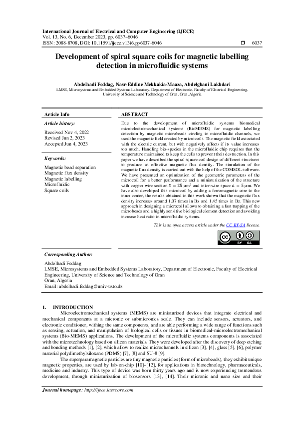 (PDF) Development of spiral square coils for magnetic labelling detection in microfluidic systems