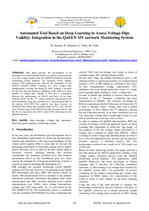 (PDF) Automated Tool Based on Deep Learning to Assess Voltage Dips Validity: Integration in the ...