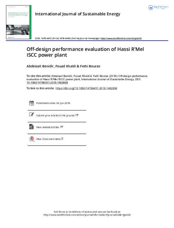 (PDF) Off-design performance evaluation of Hassi R’Mel ISCC power plant