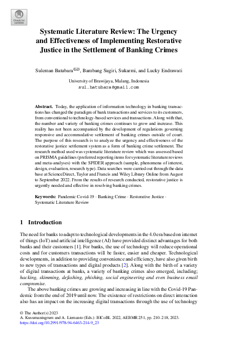 (PDF) Systematic Literature Review: The Urgency and Effectiveness of Implementing Restorative ...