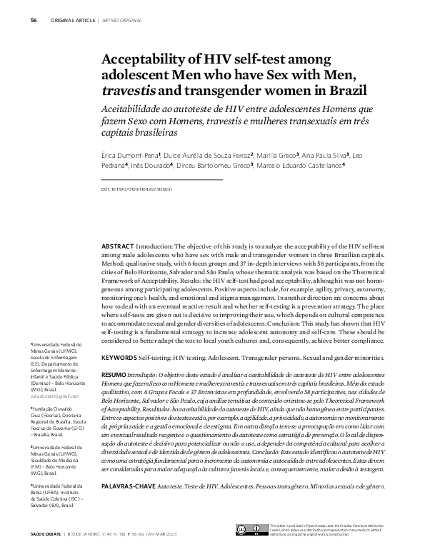 (PDF) Acceptability of HIV self-test among adolescent Men who have Sex ...