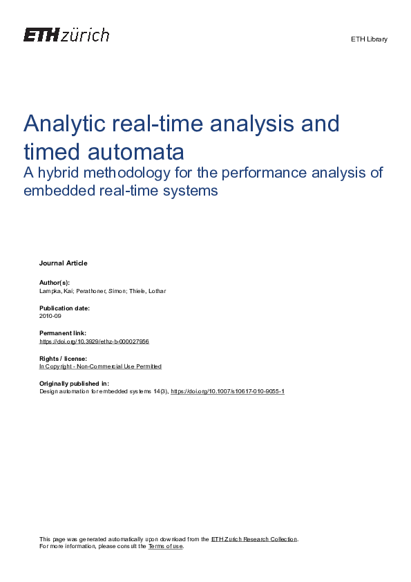 (PDF) Analytic real-time analysis and timed automata: a hybrid methodology for the performance ...