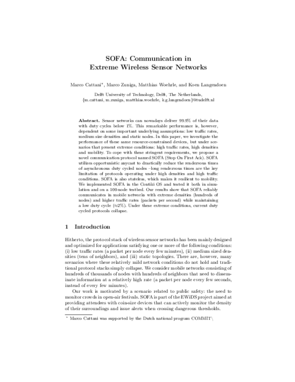 (PDF) SOFA: Communication in Extreme Wireless Sensor Networks | Kai Lampka - Academia.edu
