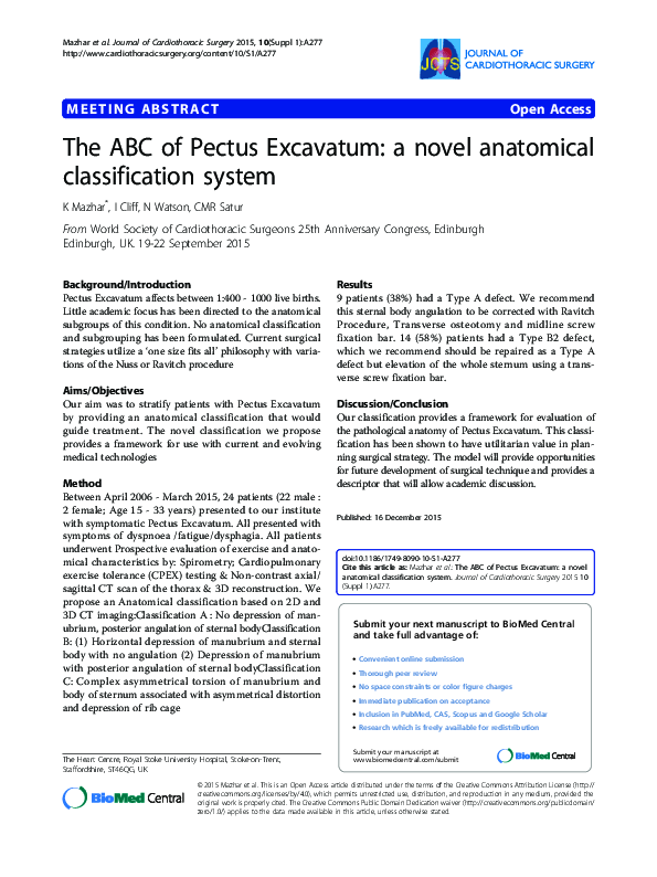 (PDF) The ABC of Pectus Excavatum: a novel anatomical classification ...