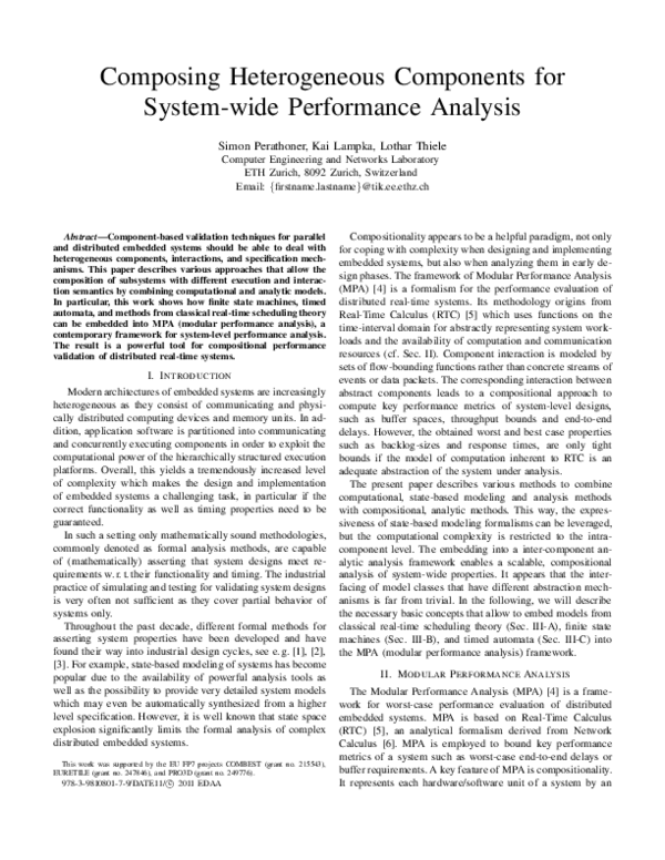 (PDF) Composing heterogeneous components for system-wide performance analysis
