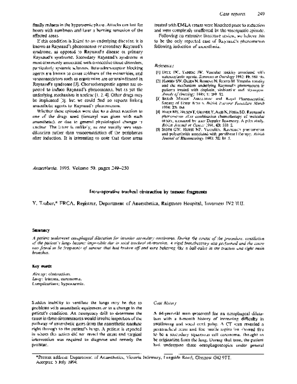 (PDF) Intra-operative tracheal obstruction by tumour fragments ...