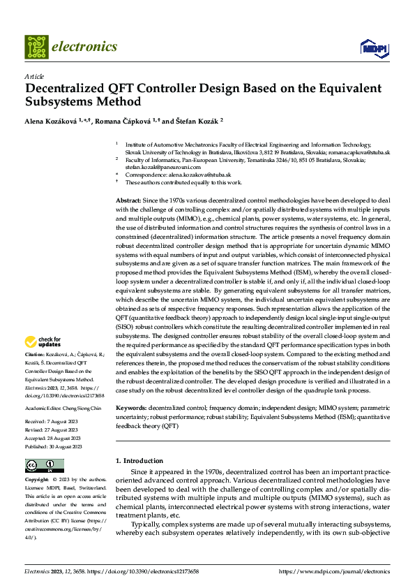 (PDF) Decentralized QFT Controller Design Based on the Equivalent Subsystems Method