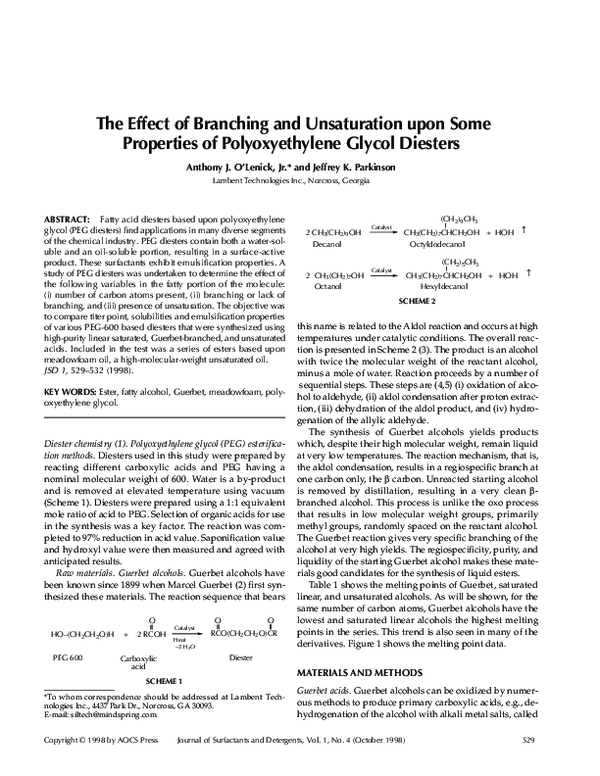 (PDF) The effect of branching and unsaturation upon some properties of ...