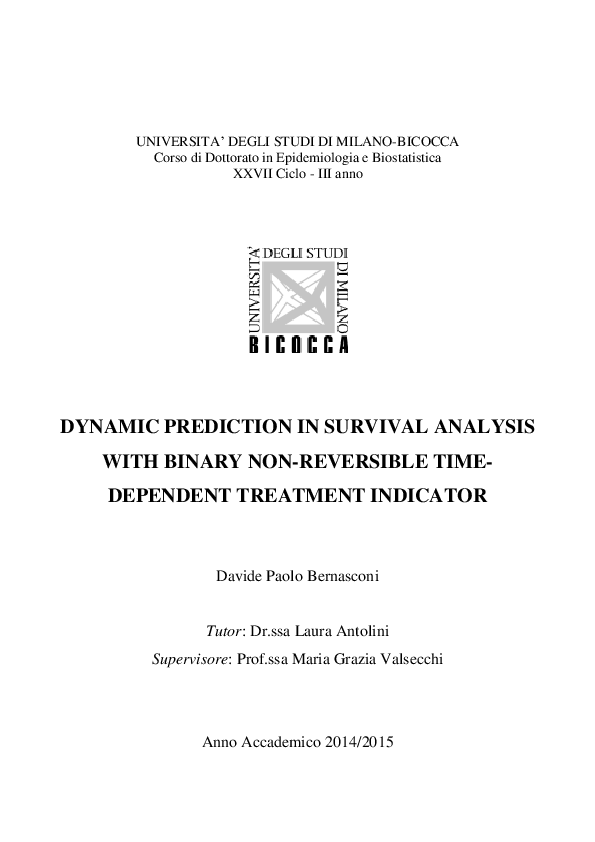 Pdf Dynamic Prediction In Survival Analysis With Binary Non Reversible Time Dependent