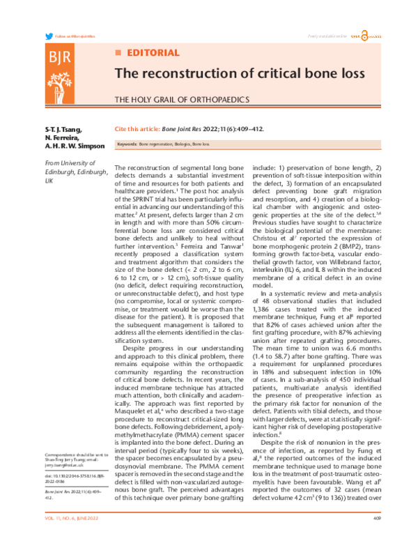 (PDF) The reconstruction of critical bone loss