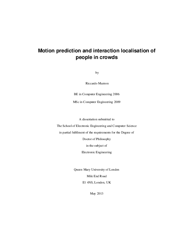 (PDF) Motion prediction and interaction localisation of people in crowds