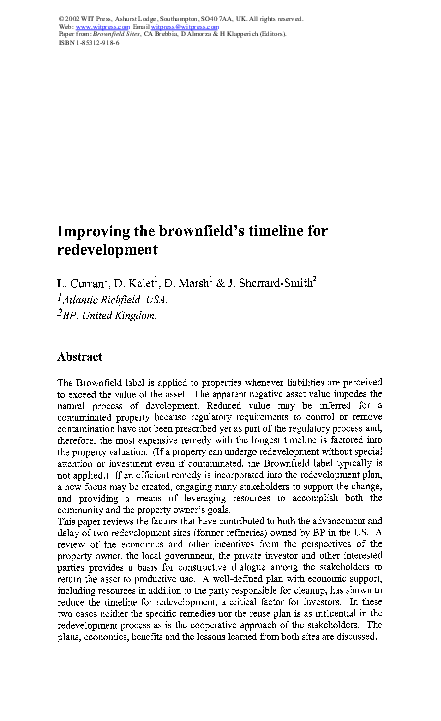 (PDF) Improving The Brownfield’s Timeline For Redevelopment | Liz ...