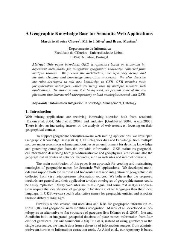 (PDF) A geographic knowledge base for semantic web applications