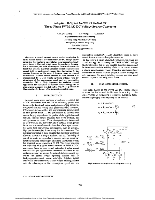 (PDF) Adaptive B-spline network control for three-phase PWM AC-DC voltage source converter