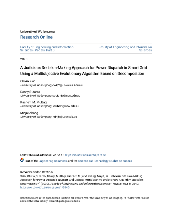 (PDF) A Judicious Decision-Making Approach for Power Dispatch in Smart Grid Using a ...