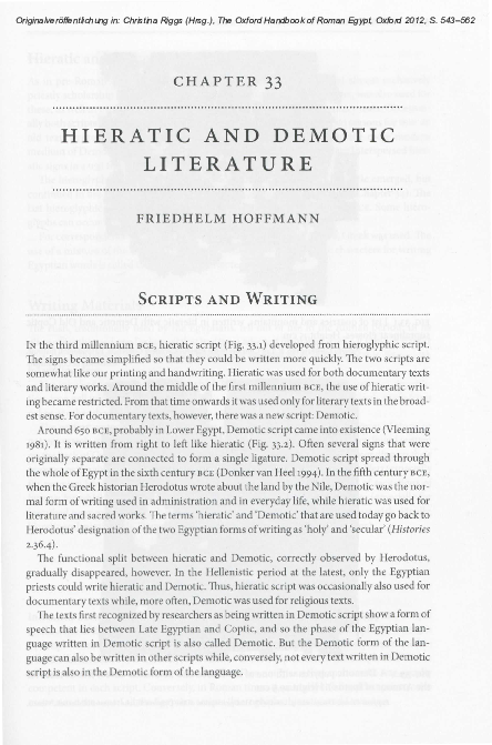 (PDF) Hieratic And Demotic Literature