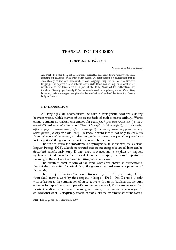 (PDF) Translating the Body