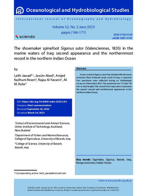(PDF) The shoemaker spinefoot Siganus sutor (Valenciennes, 1835) in the ...