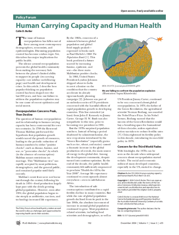(PDF) Human carrying capacity and human health