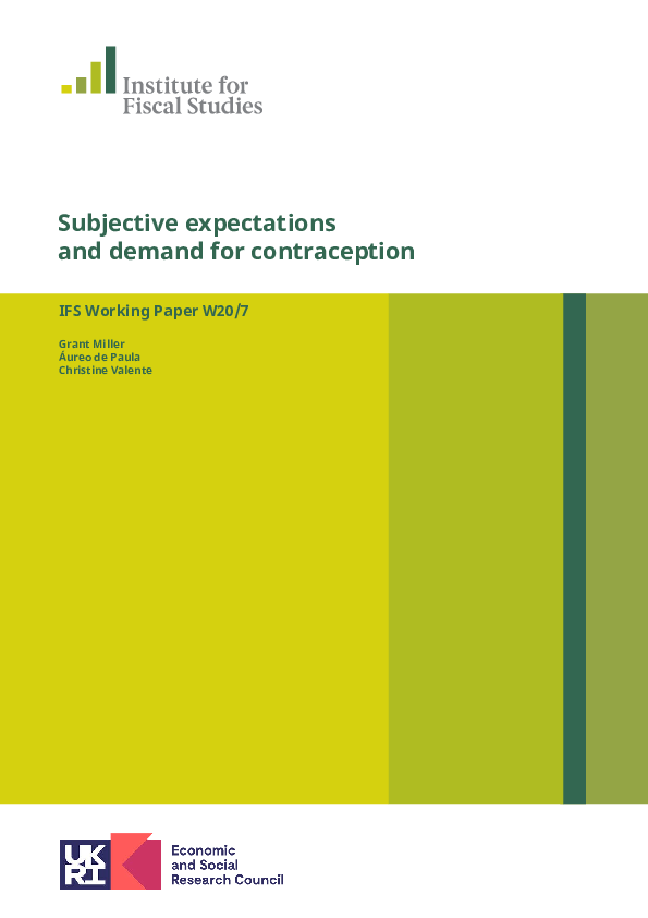 (PDF) Subjective expectations and demand for contraception | Christine ...