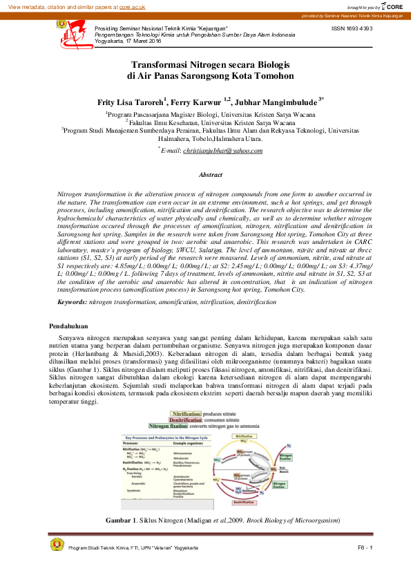 (PDF) Transformasi Nitrogen secara Biologis di Air Panas Sarongsong ...