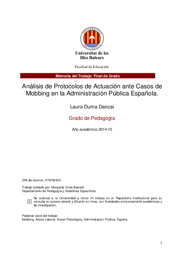 (PDF) Análisis de Protocolos de Actuación ante Casos de Mobbing en la ...