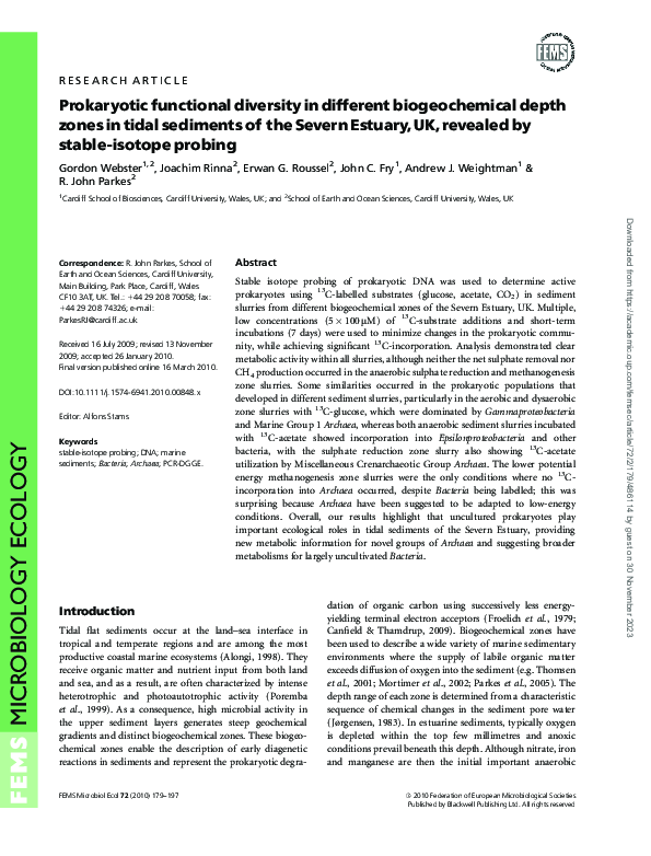 (PDF) Prokaryotic functional diversity in different biogeochemical ...
