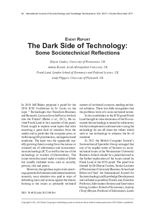 (PDF) The Dual Nature of ICT: Benefits and Risks