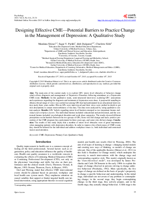 (PDF) Designing Effective CME—Potential Barriers to Practice Change in ...