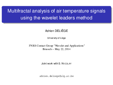 (PDF) Multifractal analysis of air temperature signals using the wavelet leaders method | Samuel ...