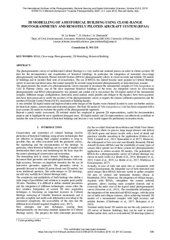 (PDF) 3D Modelling of a Historical Building Using Close-Range Photogrammetry and Remotely ...