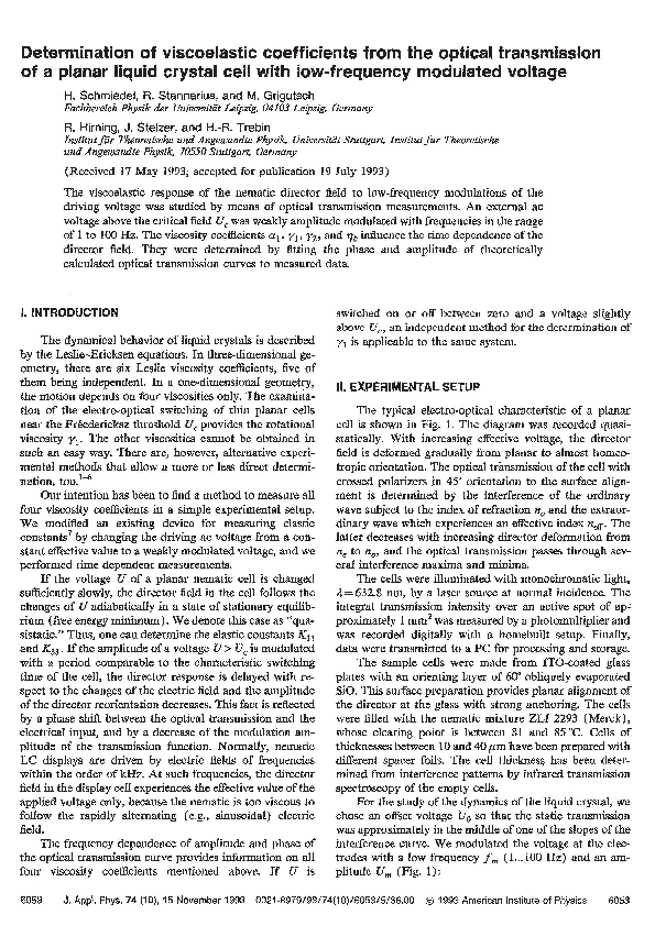 (PDF) Determination of viscoelastic coefficients from the optical transmission of a planar ...