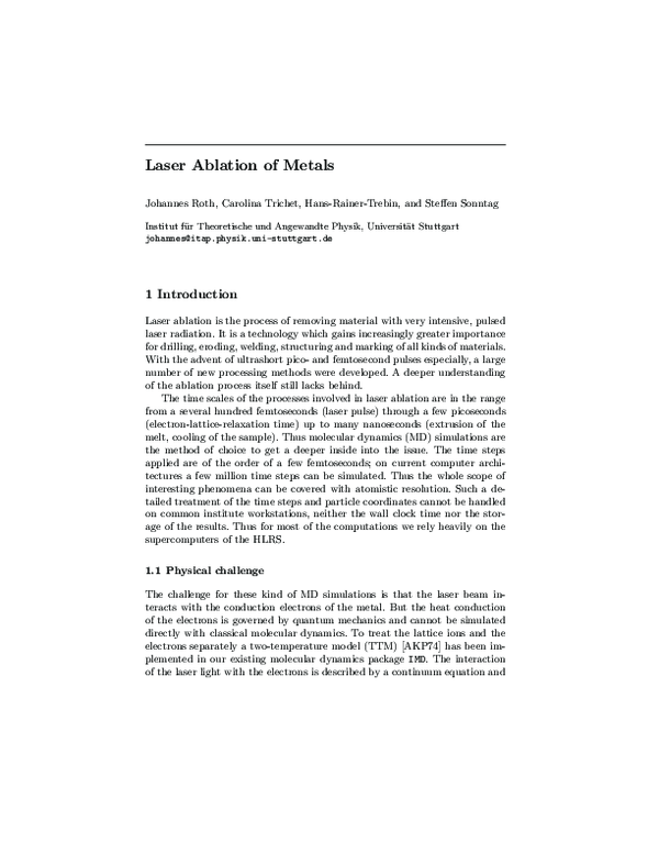 (PDF) Laser Ablation of Metals