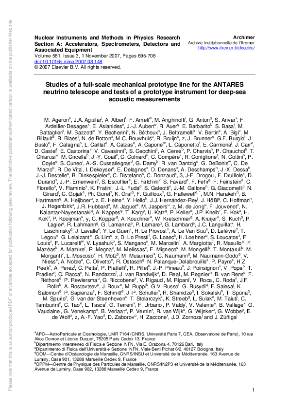 (PDF) Studies of a full-scale mechanical prototype line for the ANTARES ...