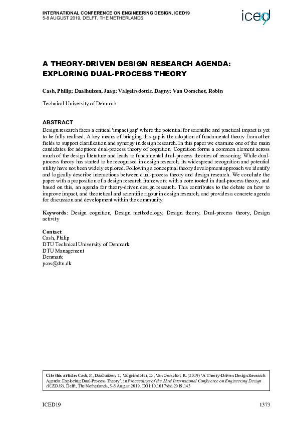 (PDF) A Theory-Driven Design Research Agenda: Exploring Dual-Process Theory